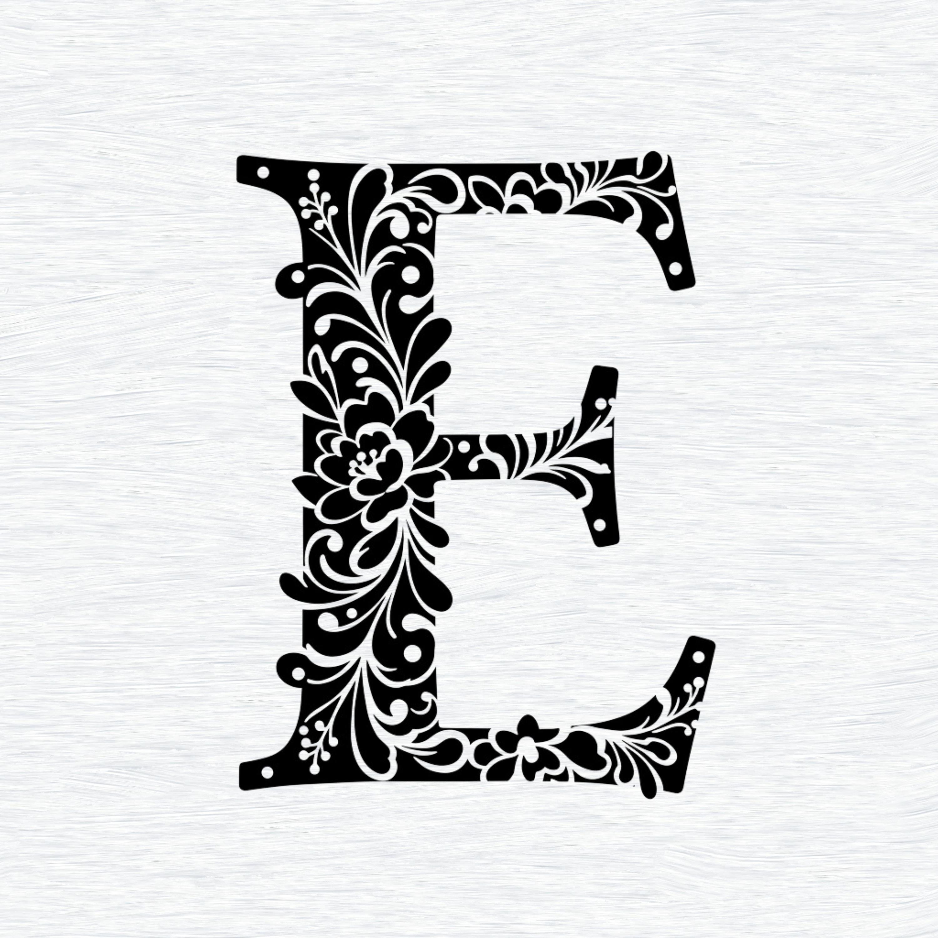 Floral Monogram Letter E SVG Cut Files: Fancy Alphabet (digital ...