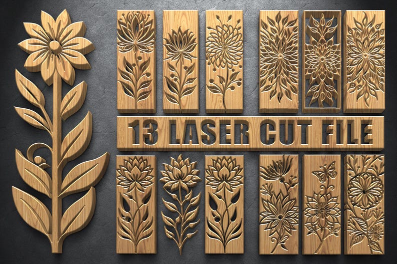 13 Floral Laser Cut SVG Files | Flower Wall Art Panels for Cricut ...