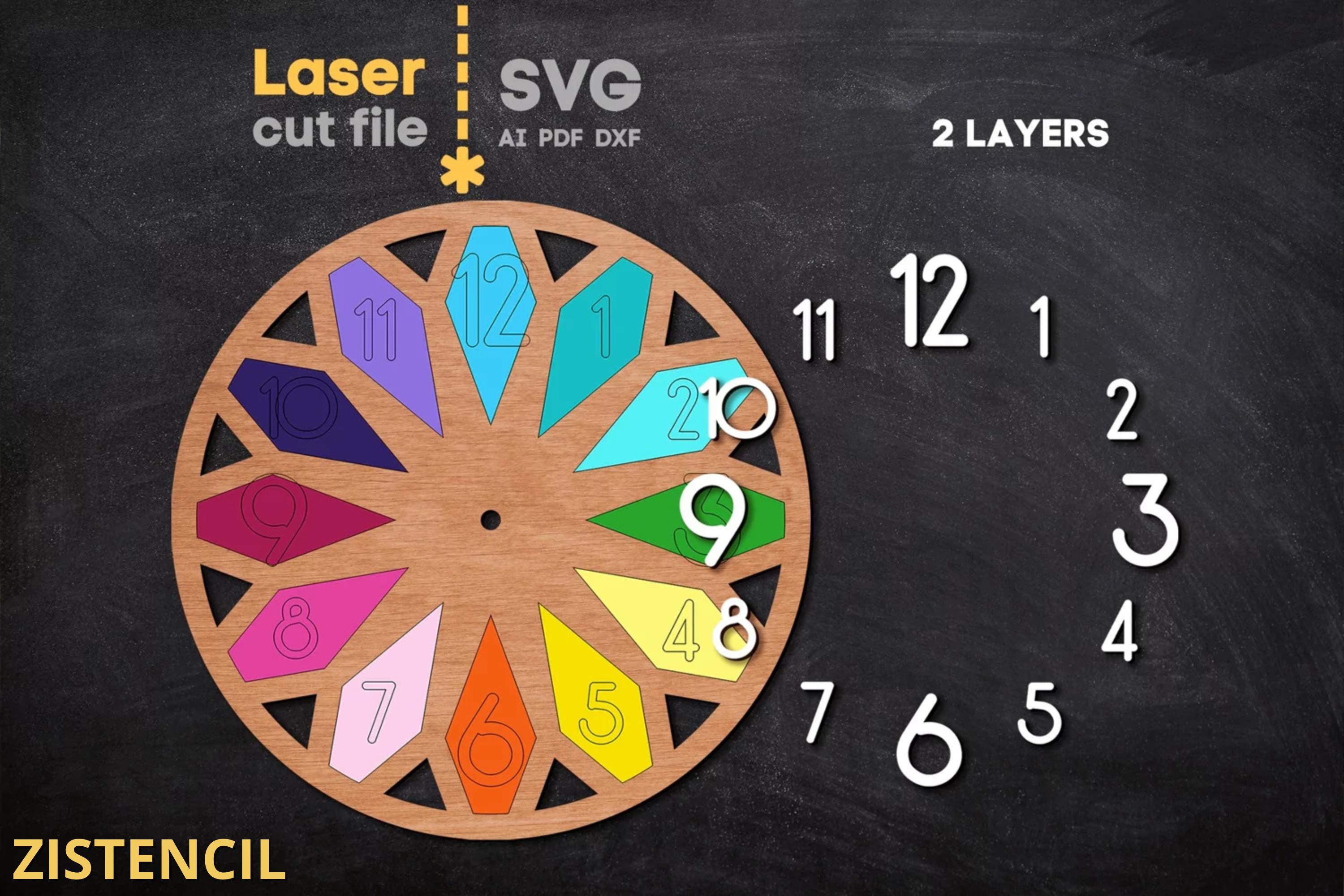 Rainbow Clock SVG Laser Cut File – CNC Multilayer Template (digital ...