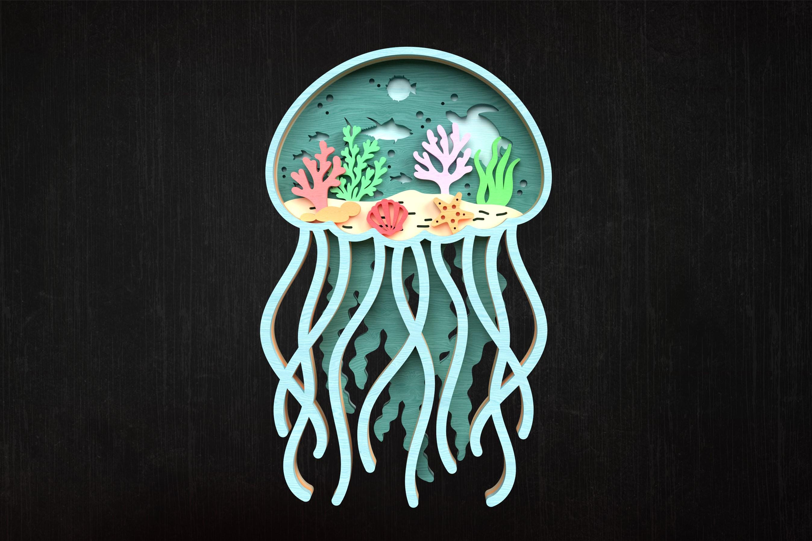3D Layered Sea Animal SVG Bundle: Ocean Laser Cut Files (digital ...