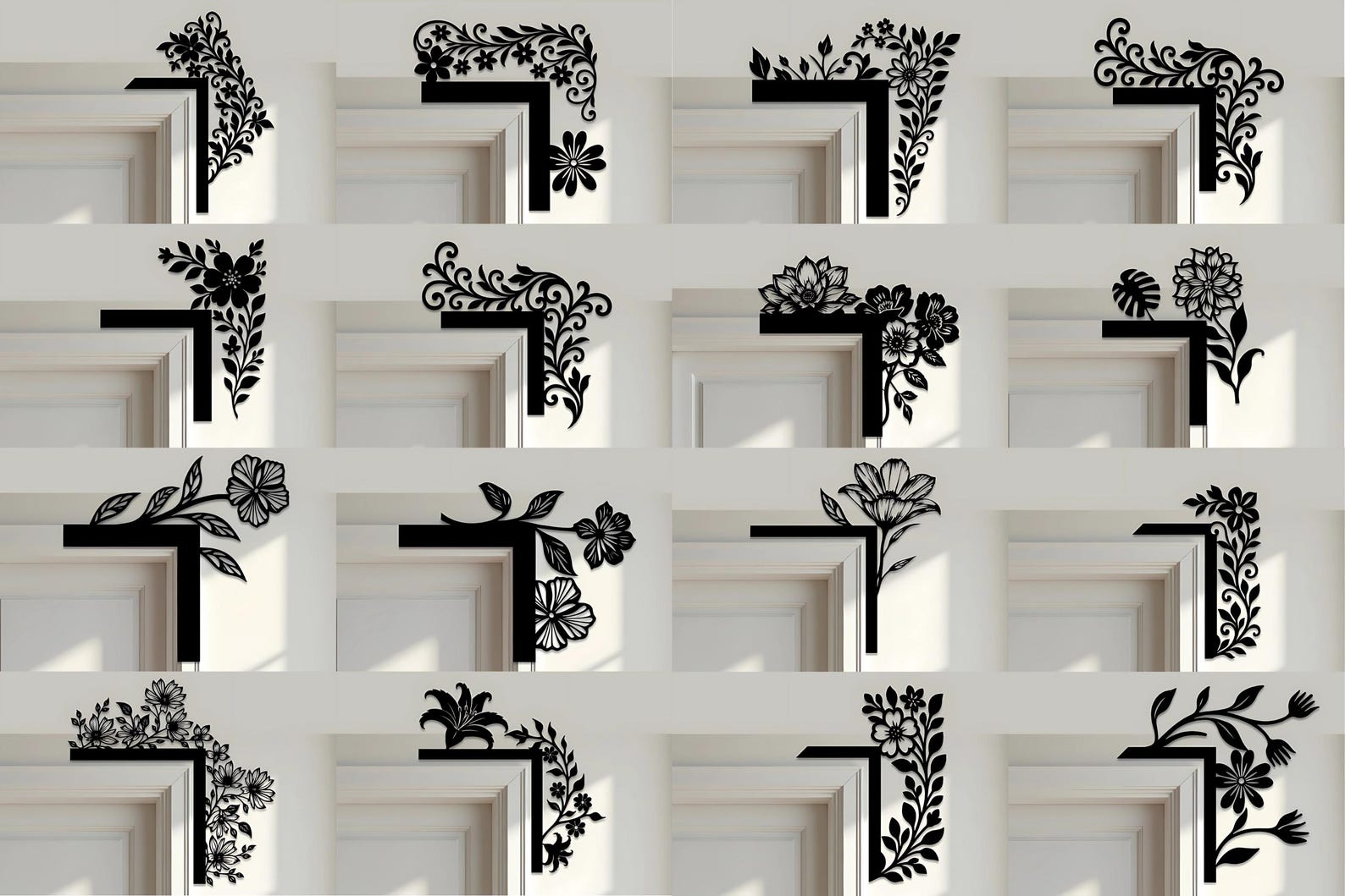Floral Corner Laser Cut Files: Door Frame SVG Templates for Cricut ...