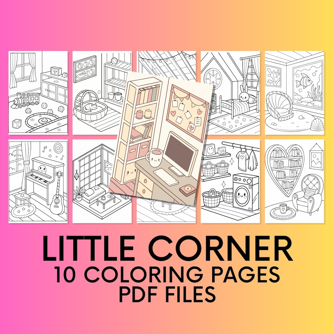10 Little Corner Super Cute Designs of Cozy, Hygge Spaces Coloring Book ...