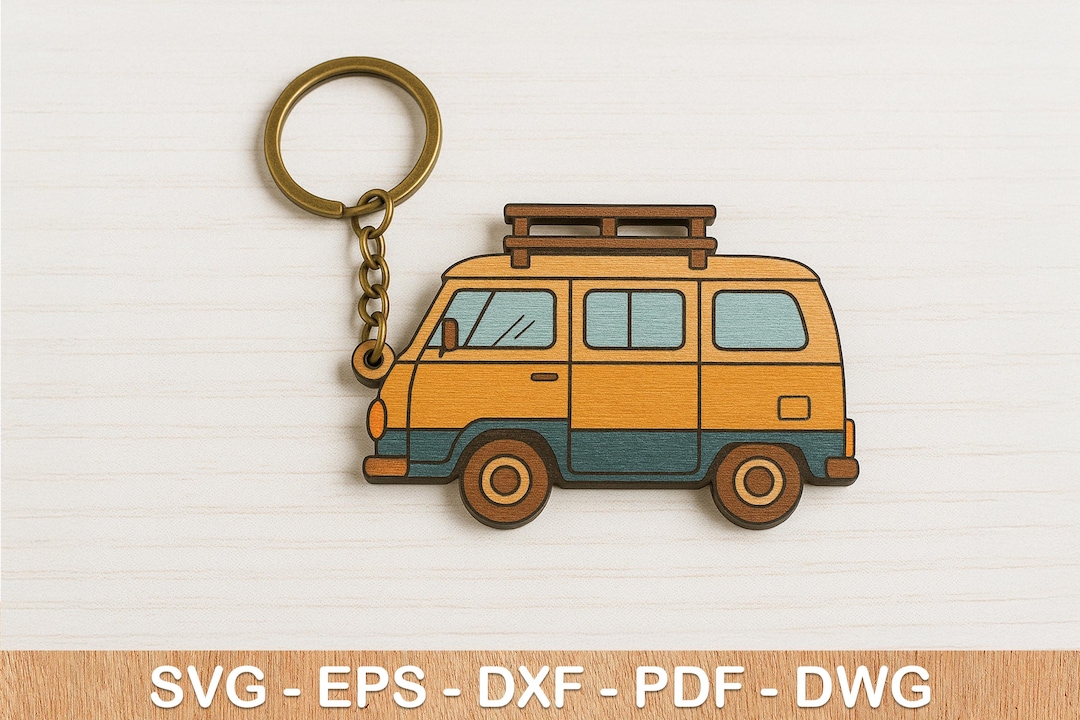 Retro Van Keychain SVG Design: Laser Cut Files (digital Download) - Etsy