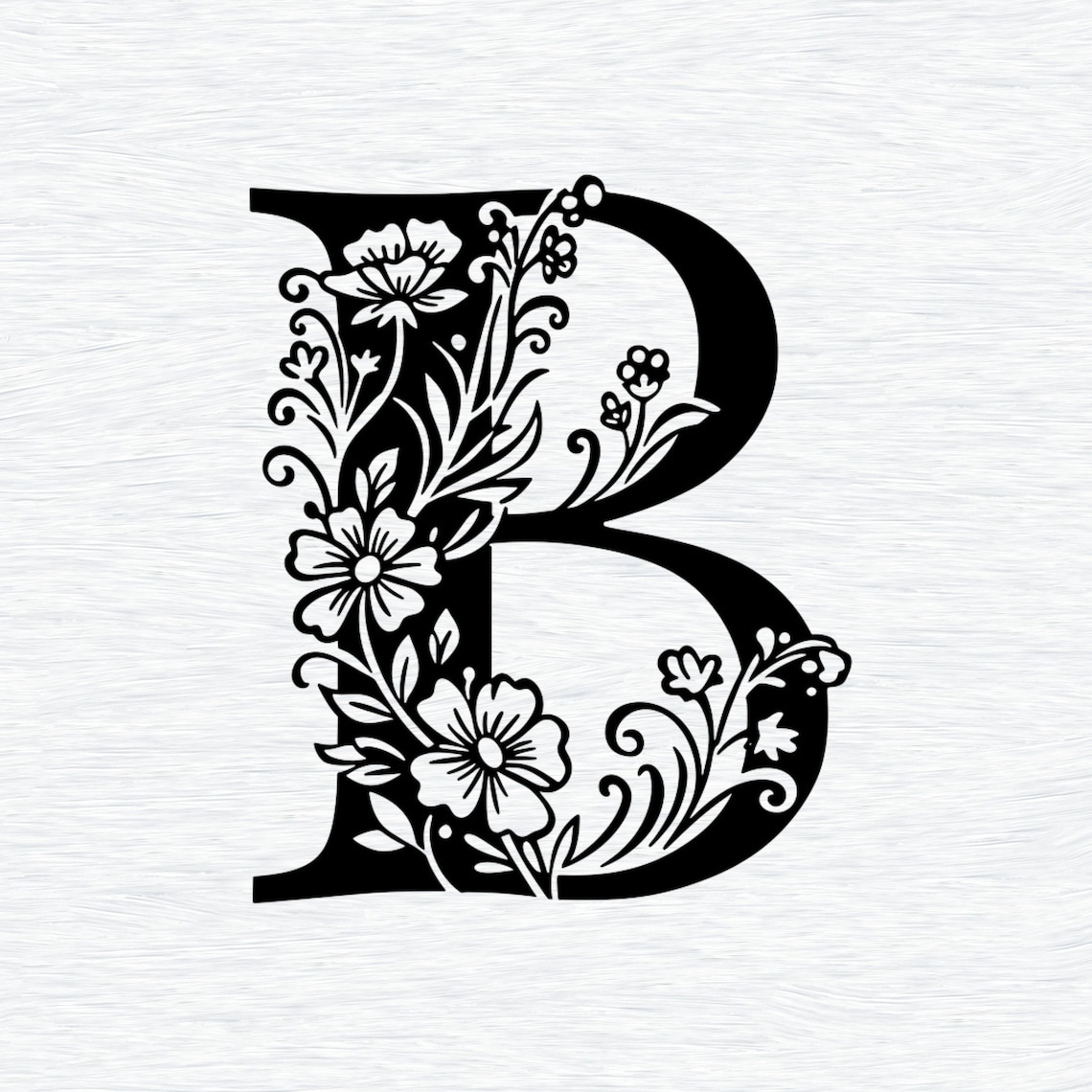 Floral Monogram Letter B SVG Cut Files: Fancy Alphabet (digital ...