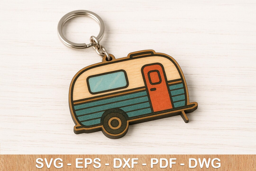 Retro Camper Trailer Keychain SVG: Laser Cut Files - Etsy