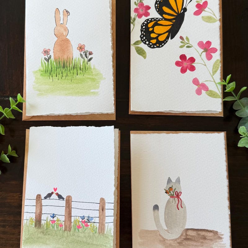 Hand Painted Note Cards - Etsy