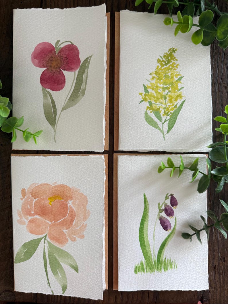 Hand-painted Assorted Watercolor Note Cards - Etsy