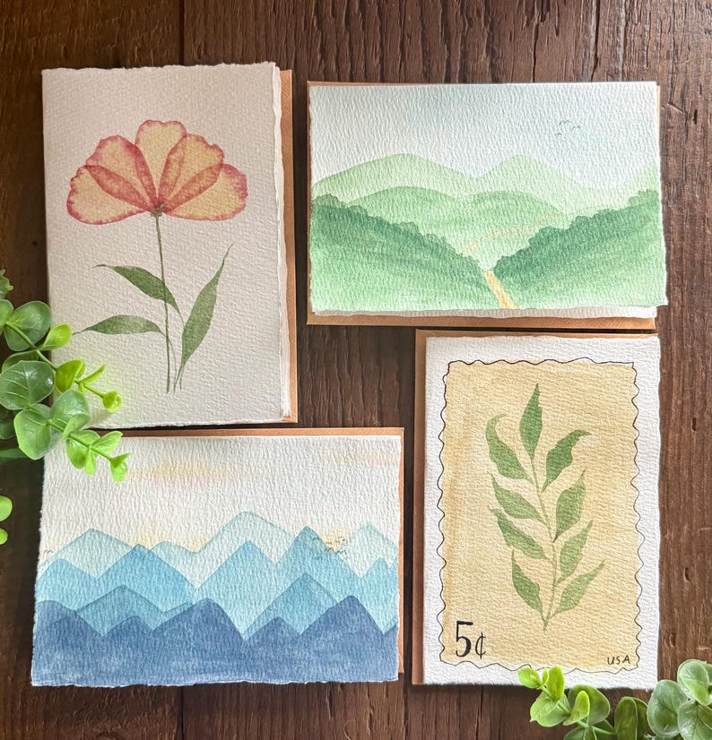 Hand-painted Assorted Watercolor Note Cards - Etsy