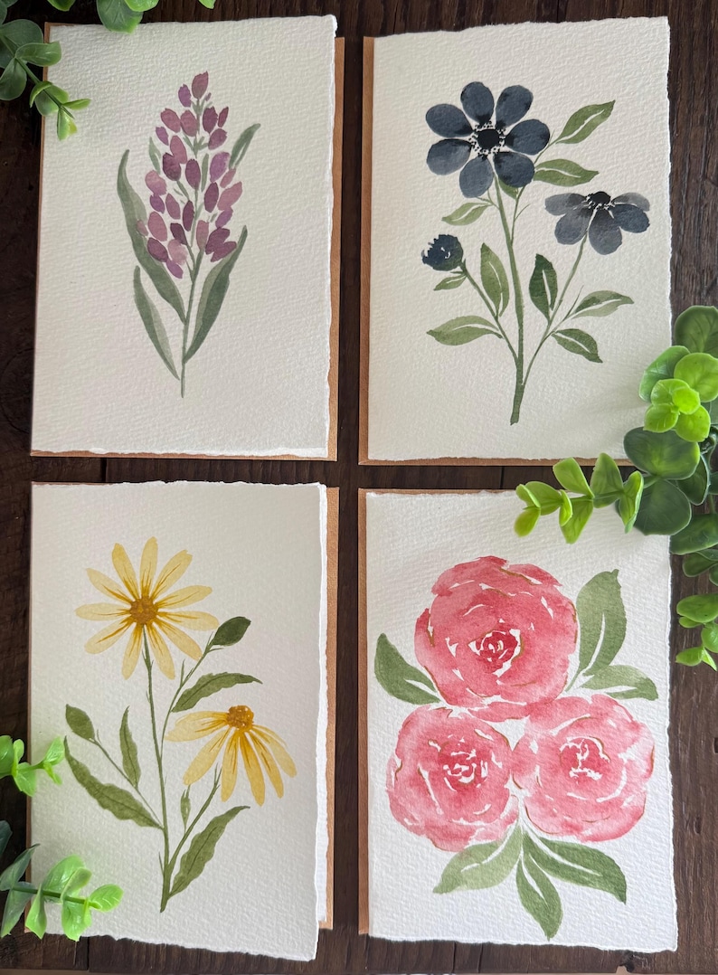 Hand-painted Assorted Watercolor Note Cards - Etsy