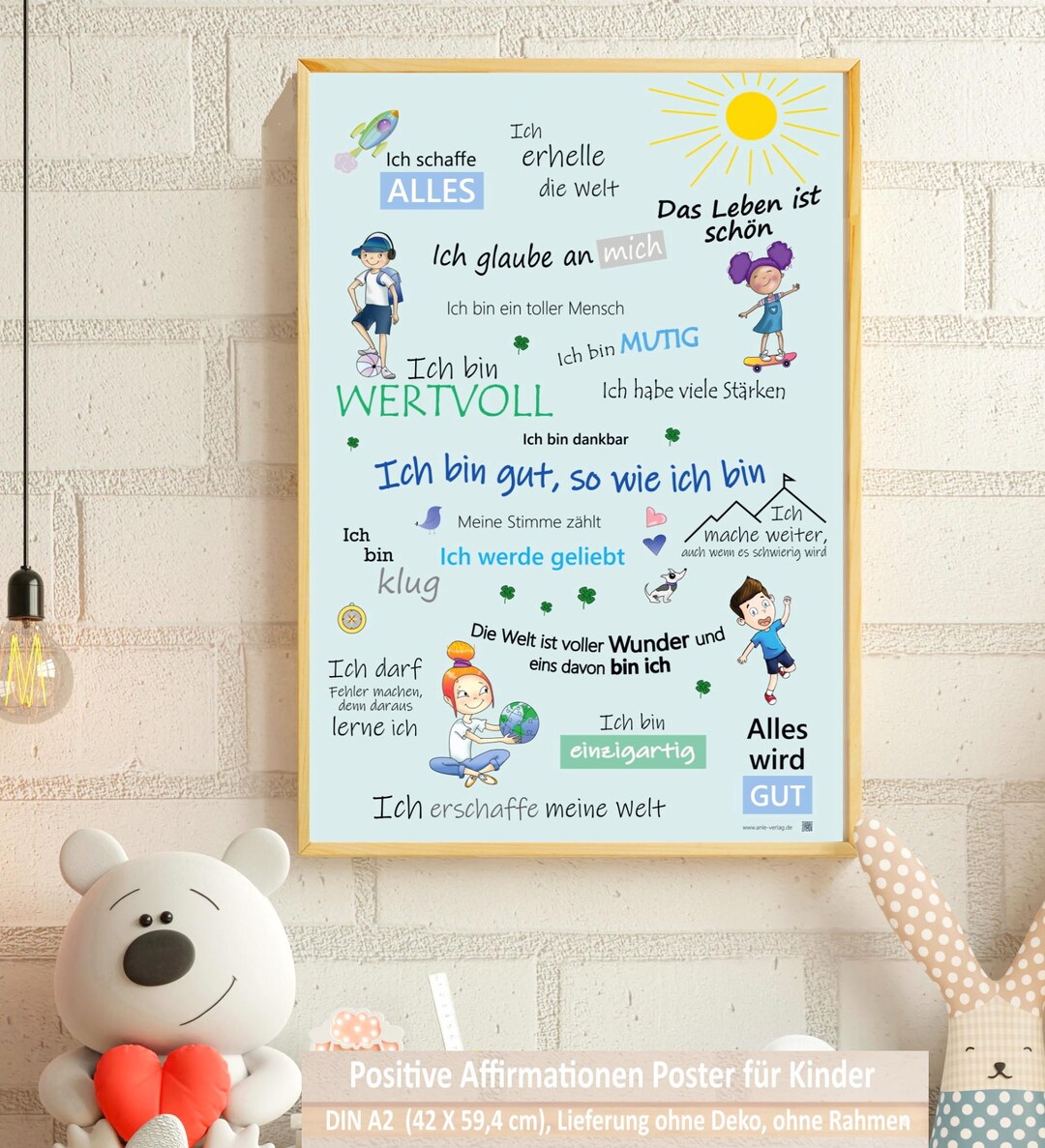 Positive Affirmations Poster for Children DIN A2 (blue), Children's ...