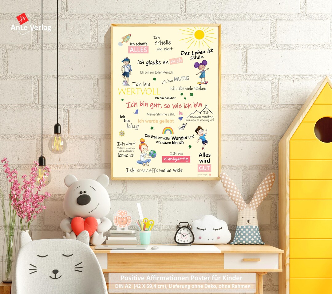 Positive Affirmations Poster for Children DIN A2 (yellow), Affirmation ...