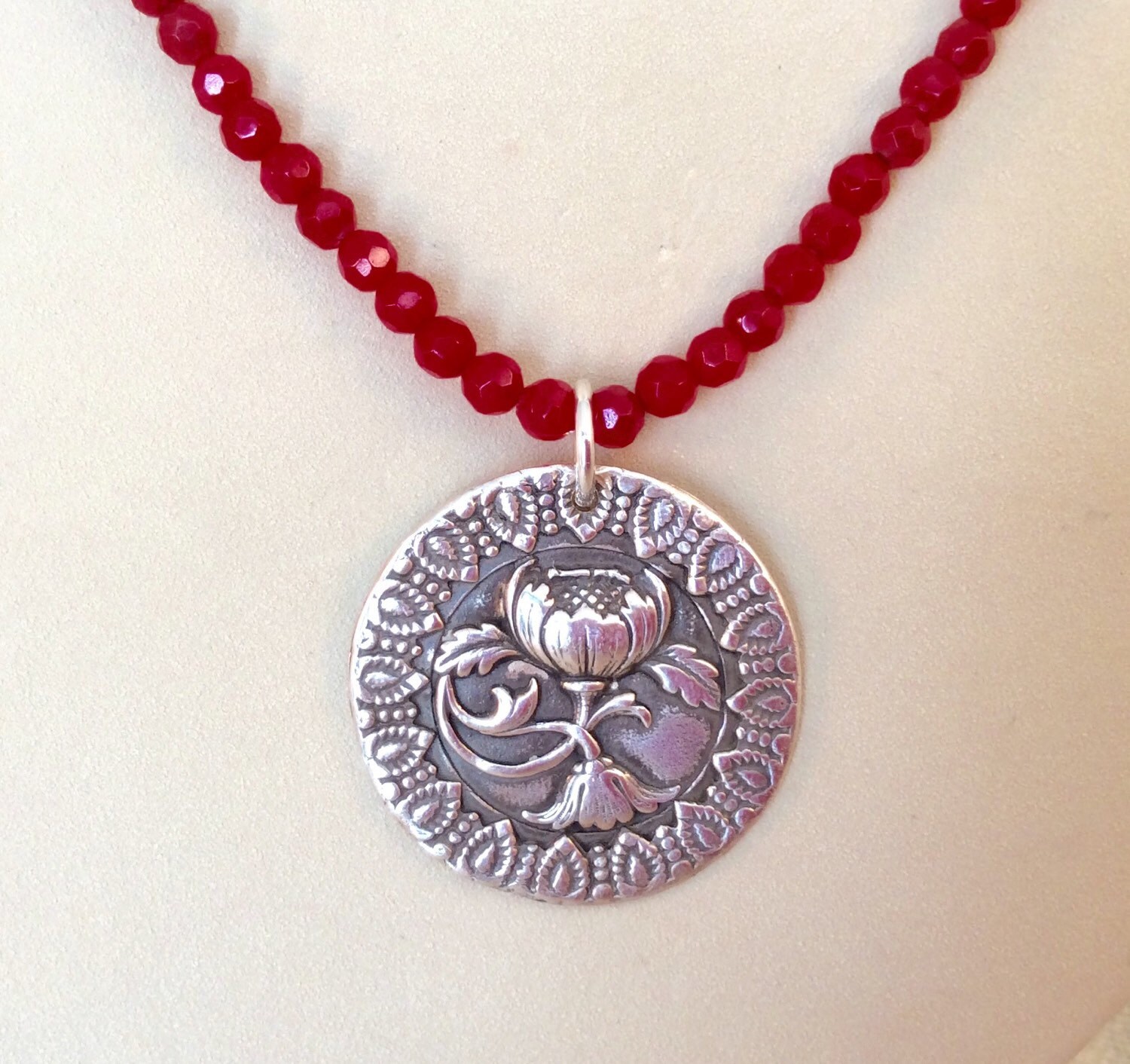 Pure Silver Poppy Pendant - Etsy