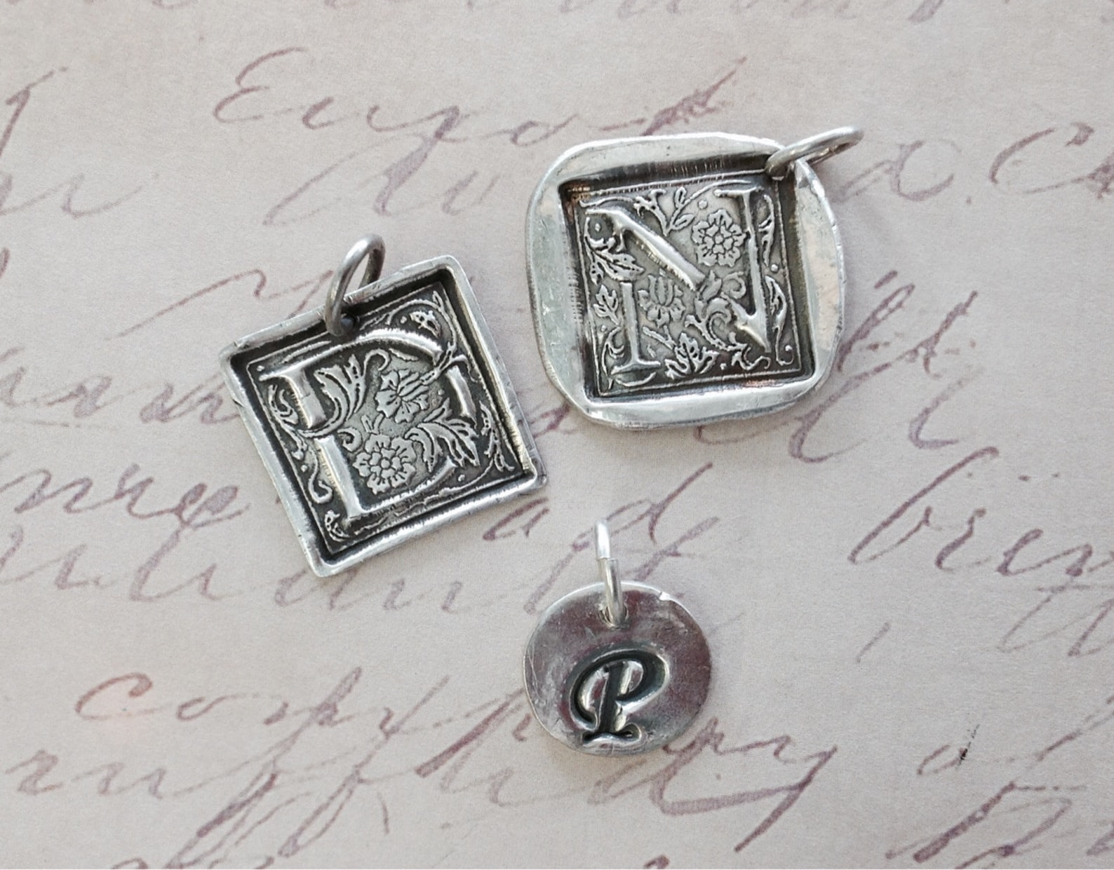 Pure Silver Wax Stamp Initial Without Border | Etsy