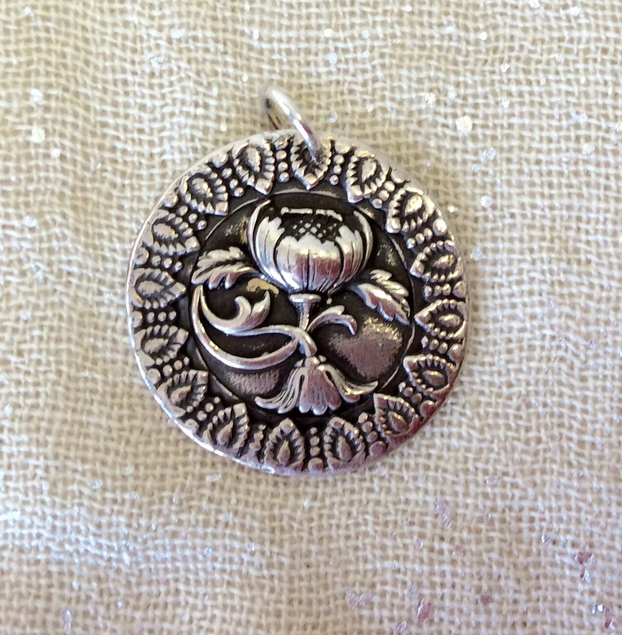 Pure Silver Poppy Pendant - Etsy