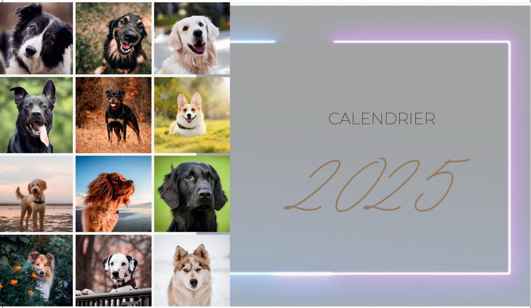 Printable 2025 Monthly Calendar Dogs Lovers. - Etsy