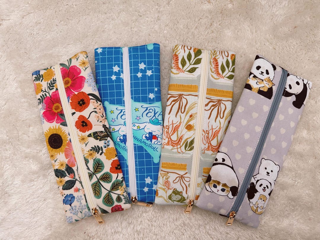 Kawaii Pencil Case Bookmark | Floral Cotton Zipper Pouch - Etsy