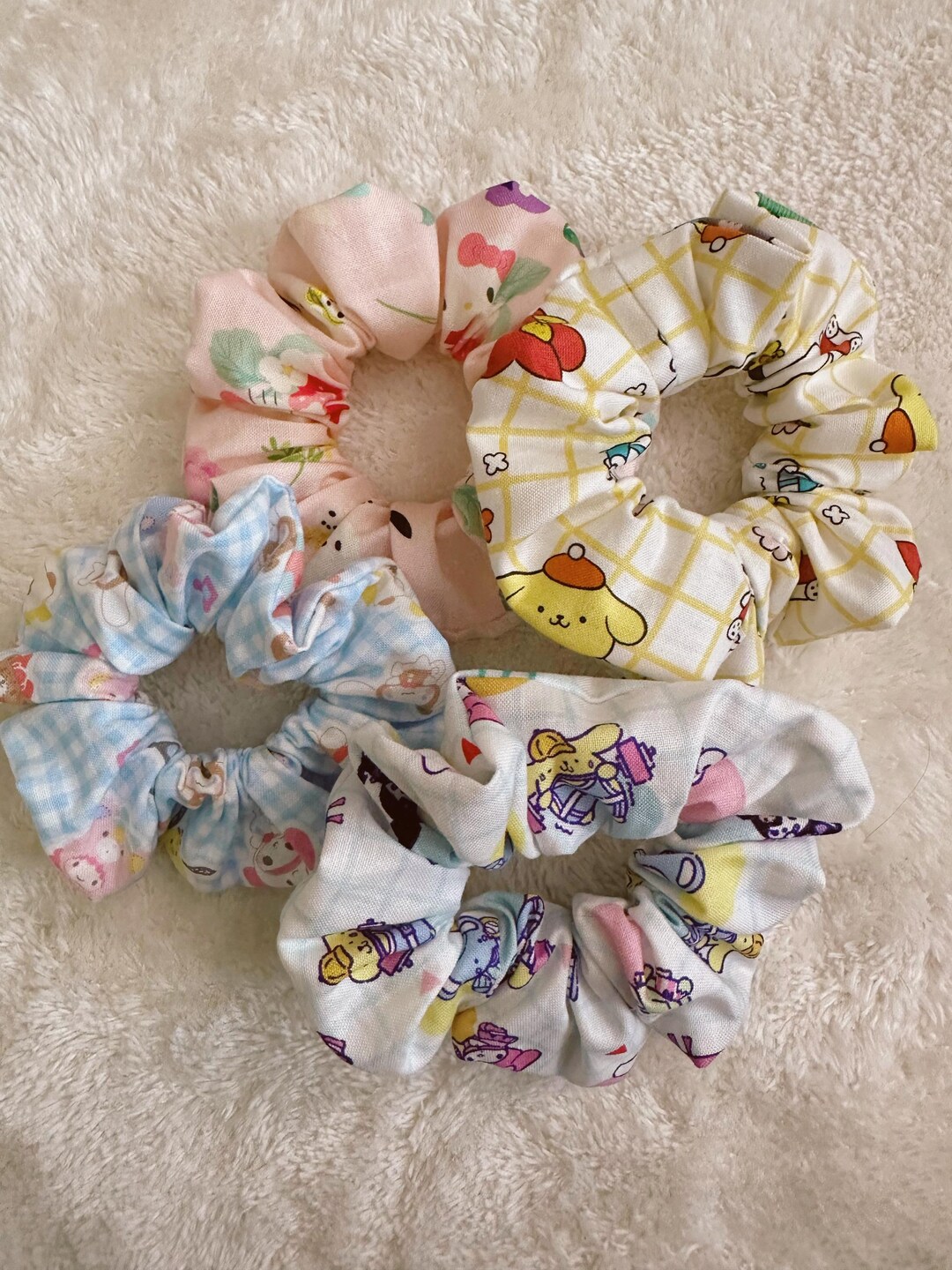 Kawaii Kitty Cat Scrunchie: Handmade Gingham Cotton Hair Tie - Etsy