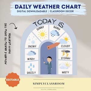 Printable Weather Chart: Editable Classroom Decor (digital Download, A4 ...