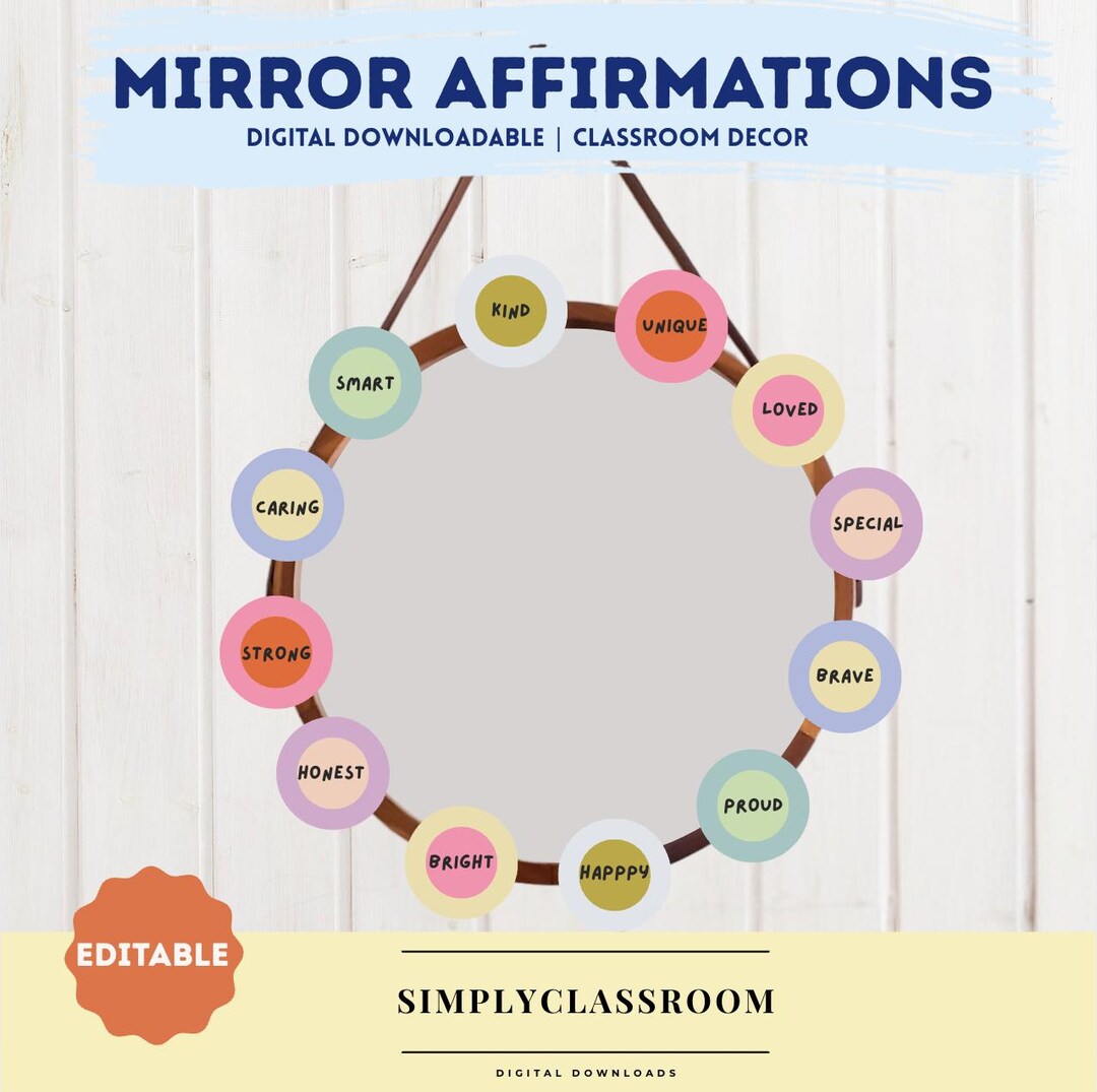 Customizable Mirror Affirmations Template: Colorful Classroom Decor ...