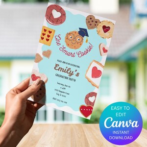 Digital Download "one Smart Cookie" Graduation Invitation, High School ...