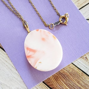 Delightful Vintage Faux Angel Skin Coral Cameo Pendant on 16 Inch Gold ...