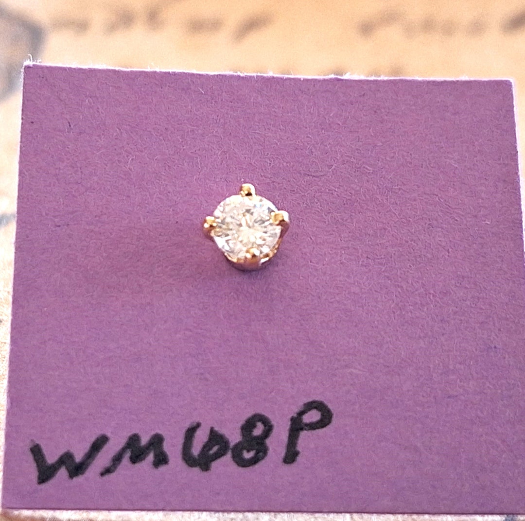 Vintage Single 14k Gold Diamond Stud Earring .14 Ctw 3.25mm Round Cut ...