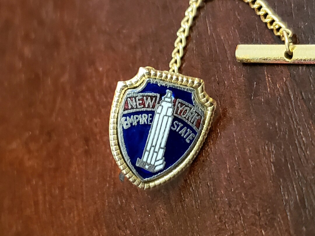 Vintage New York Empire State Building Tie Tack Pin, Shield Shaped, Red ...