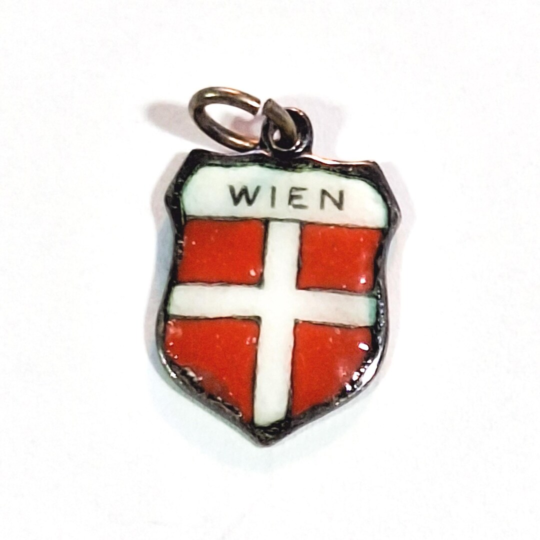 Vintage Wien, Germany Travel Shield Charm, Colorful Enamel on Sterling ...