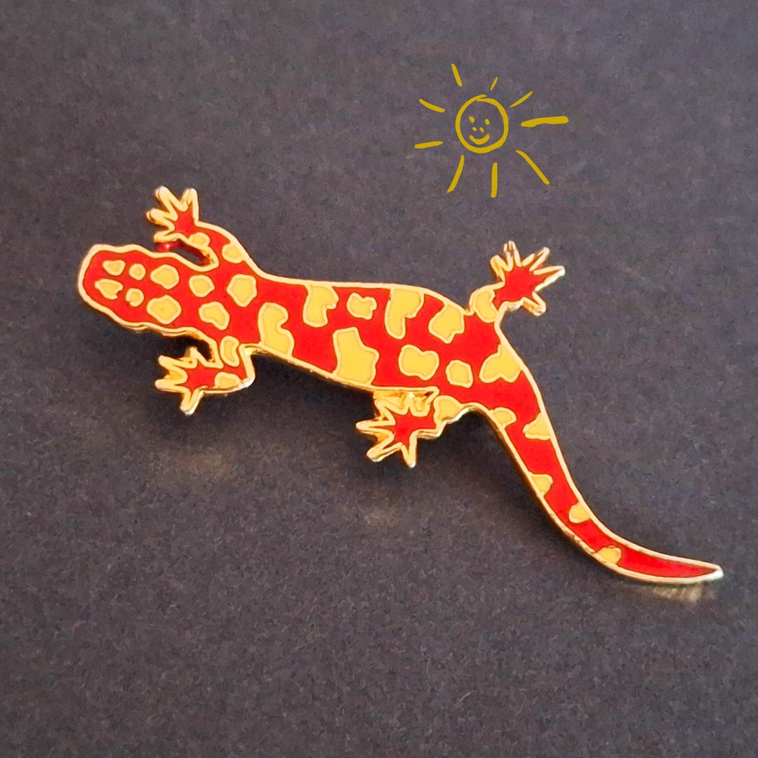 Vintage Wm Spear Gecko Lizard Pin, Red, Yellow, Wearable Art ...