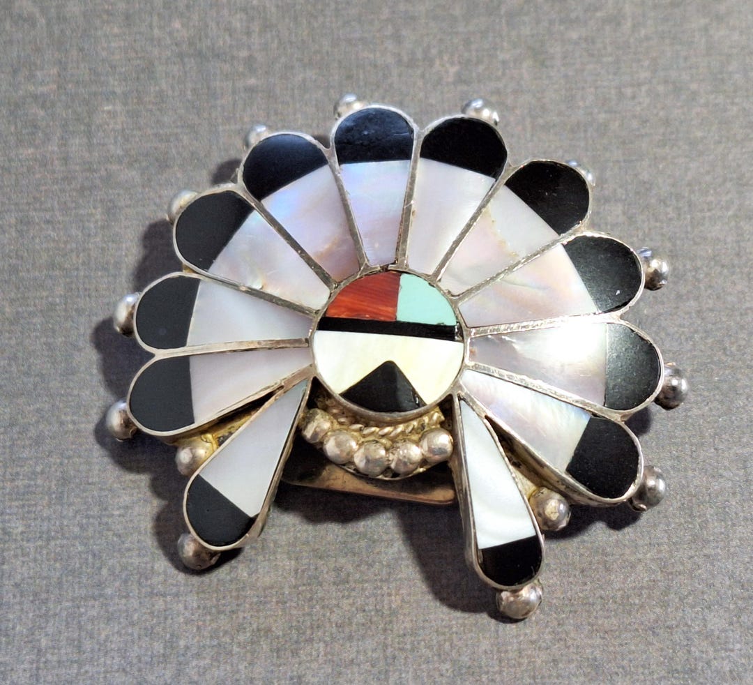 Vintage Bennett Pat Pend Navajo Sun God Style Bolo Tie Ornamental Clasp ...