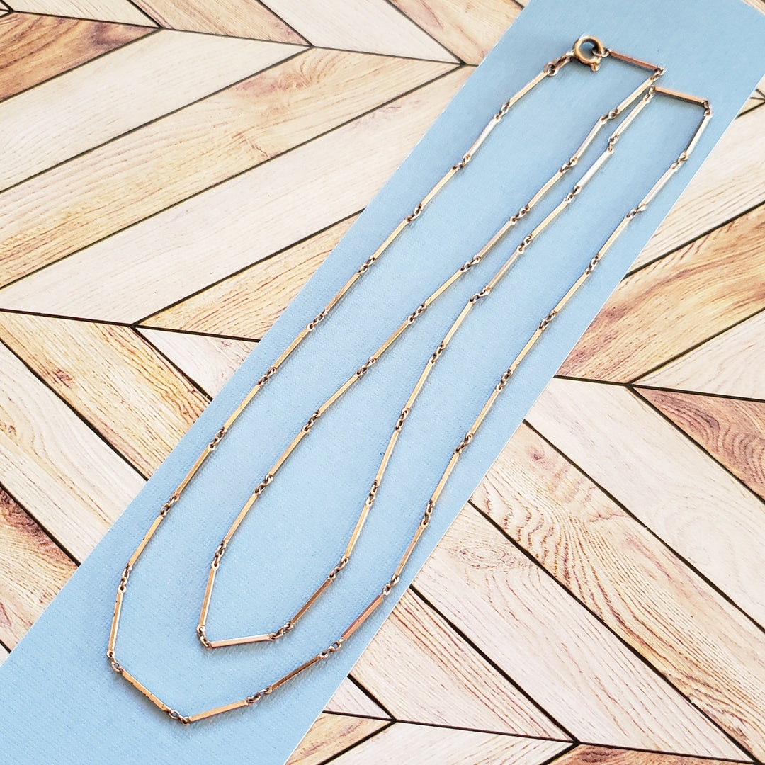 Vintage 28 Inch Gold Filled Chain by AMERIKANE, Bar Chain, Bar and Link ...