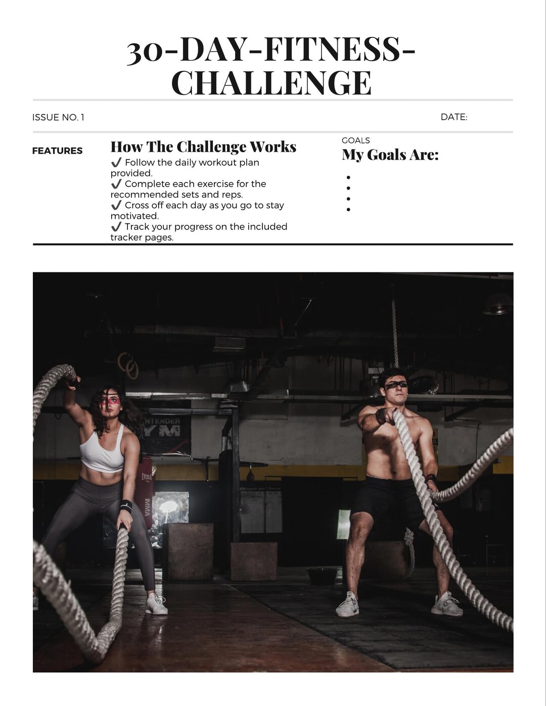 30-day Fitness Challenge Printable | Home Workout Plan | Full Body ...