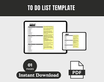 Project to Do List Template, to Do Excel Spreadsheet Template, Digital ...