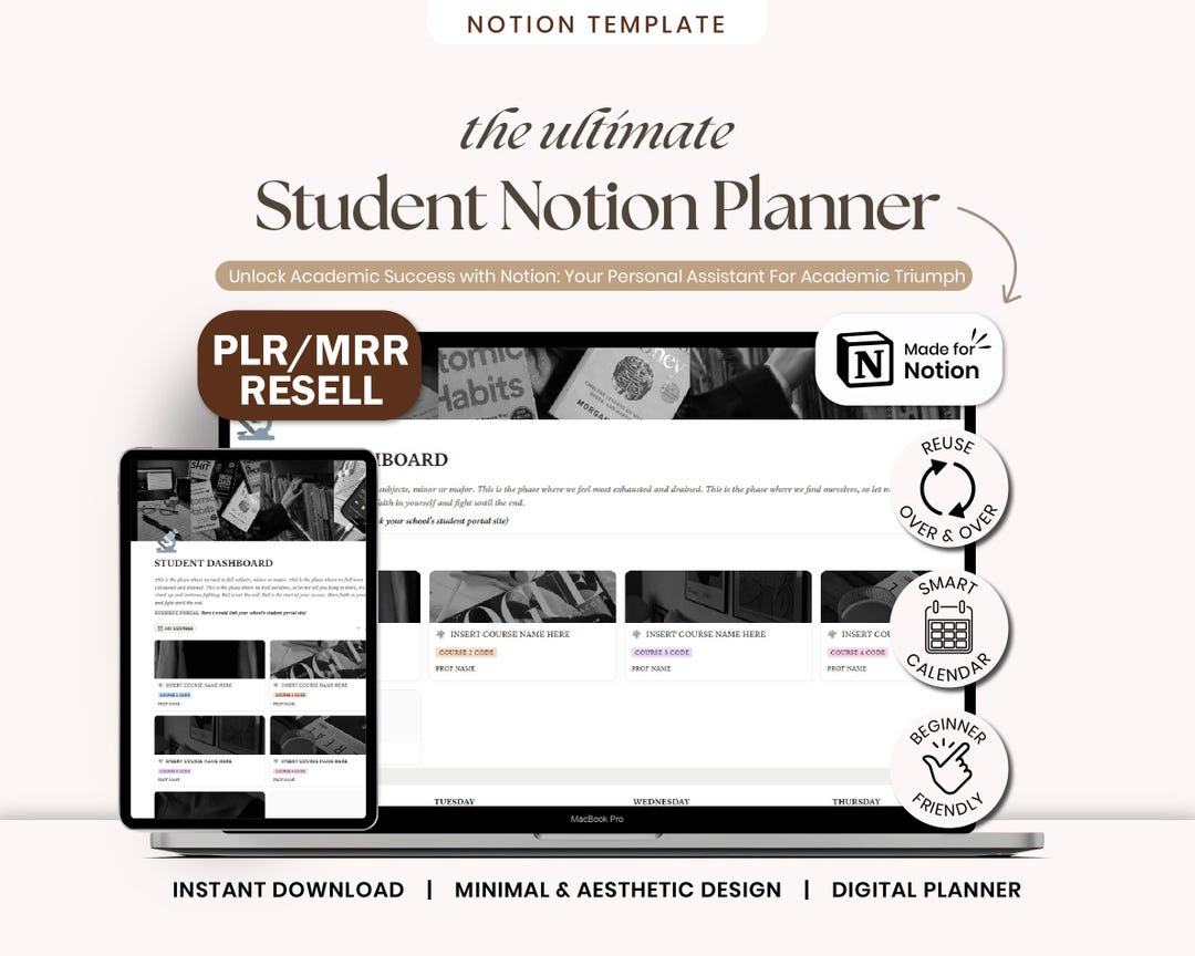 Student Notion Planner | University Planner | Academic Dashboard ...