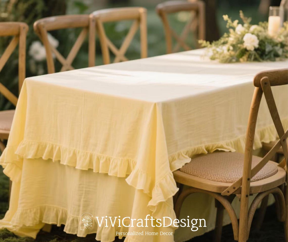 Ruffled Tablecloth | Baby Shower Tablecloth | Yellow Tablecloth ...