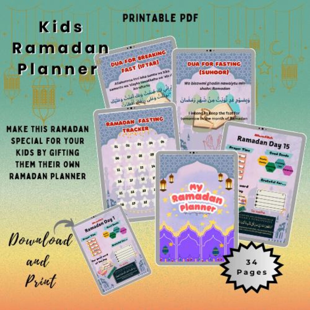 Kids Ramadan Planner | Journal | Cute | Boys&girls | Salah and Fasting ...