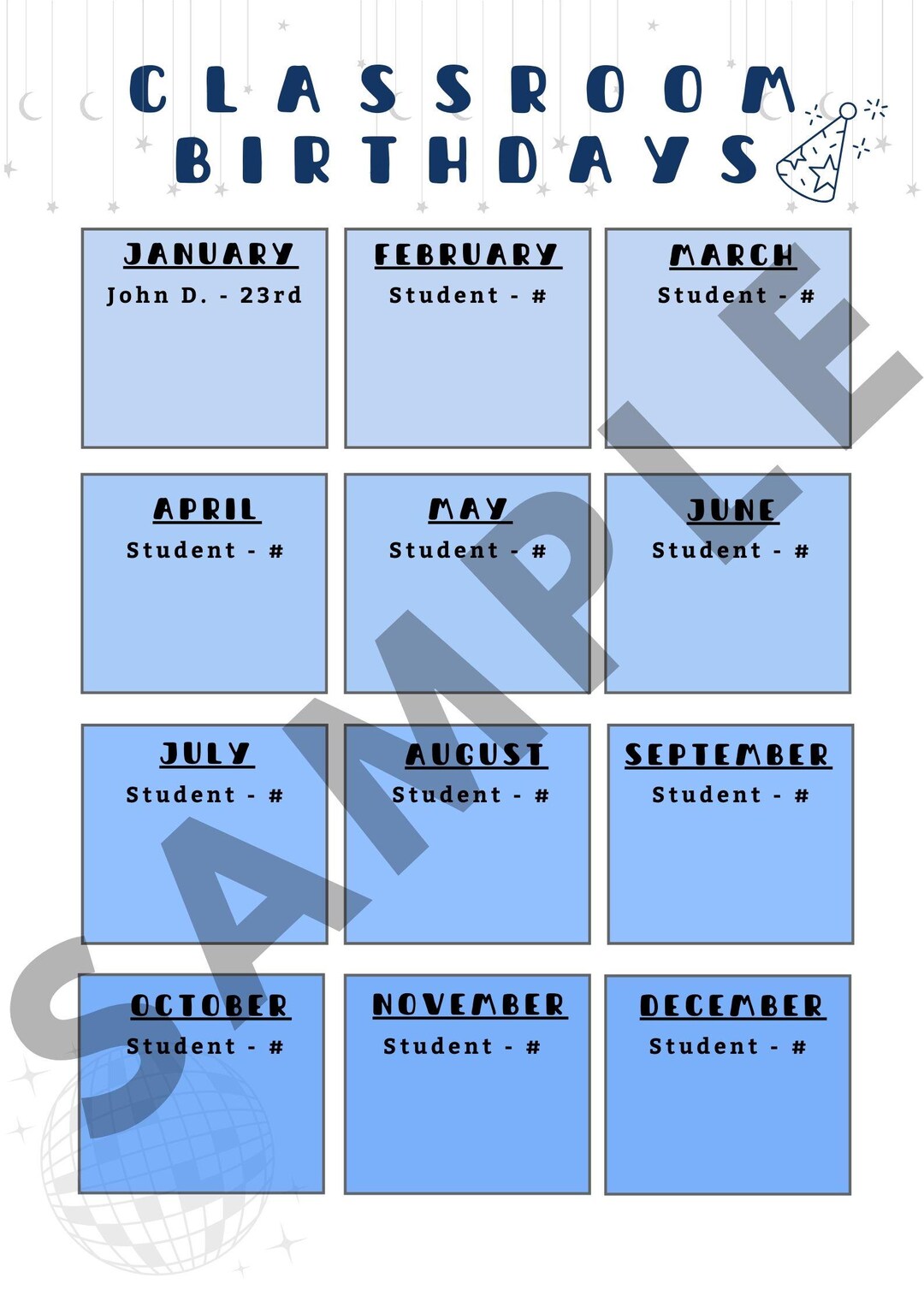 Classroom Birthday Chart | Editable Canva Template | Printable Poster ...