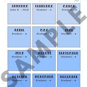 Classroom Birthday Chart | Editable Canva Template | Printable Poster ...