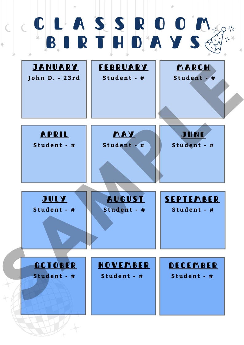 Classroom Birthday Chart | Editable Canva Template | Printable Poster ...