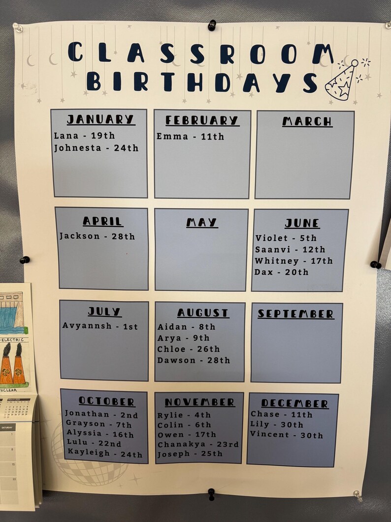 Classroom Birthday Chart | Editable Canva Template | Printable Poster ...
