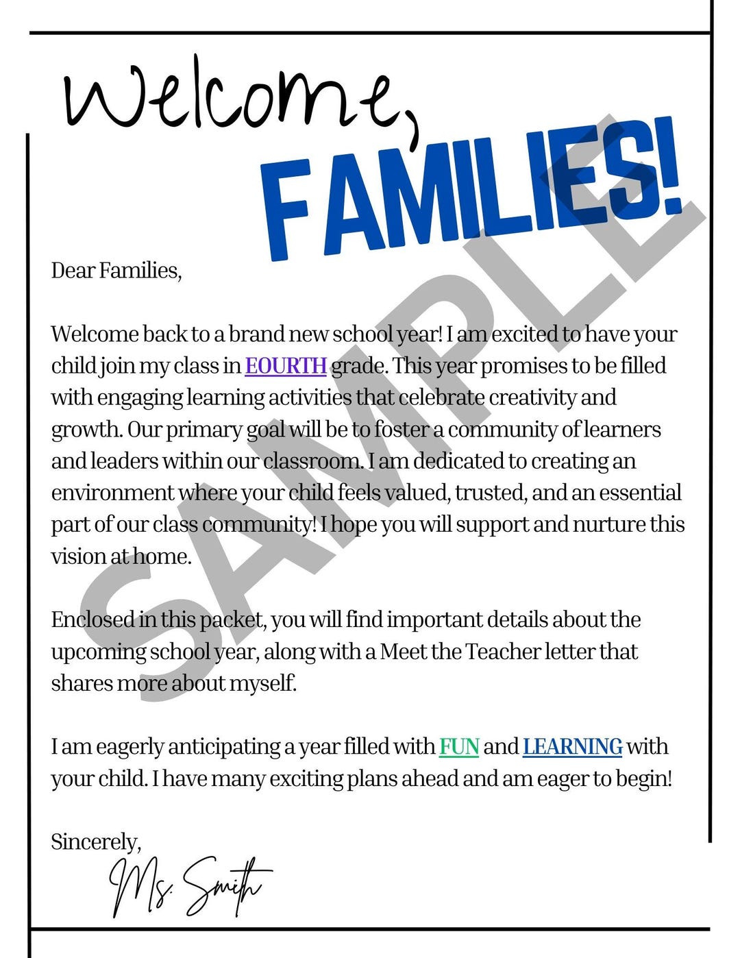 Welcome Packet for Teachers | Editable PDF in Canva | Back-to-school ...