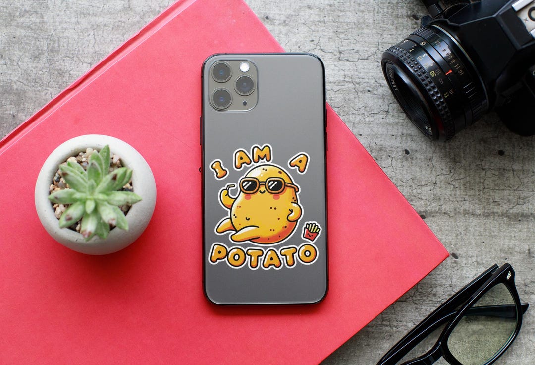 Cute Potato Sticker, Funny Vinyl Decal, I Am A Potato Meme Sticker for ...