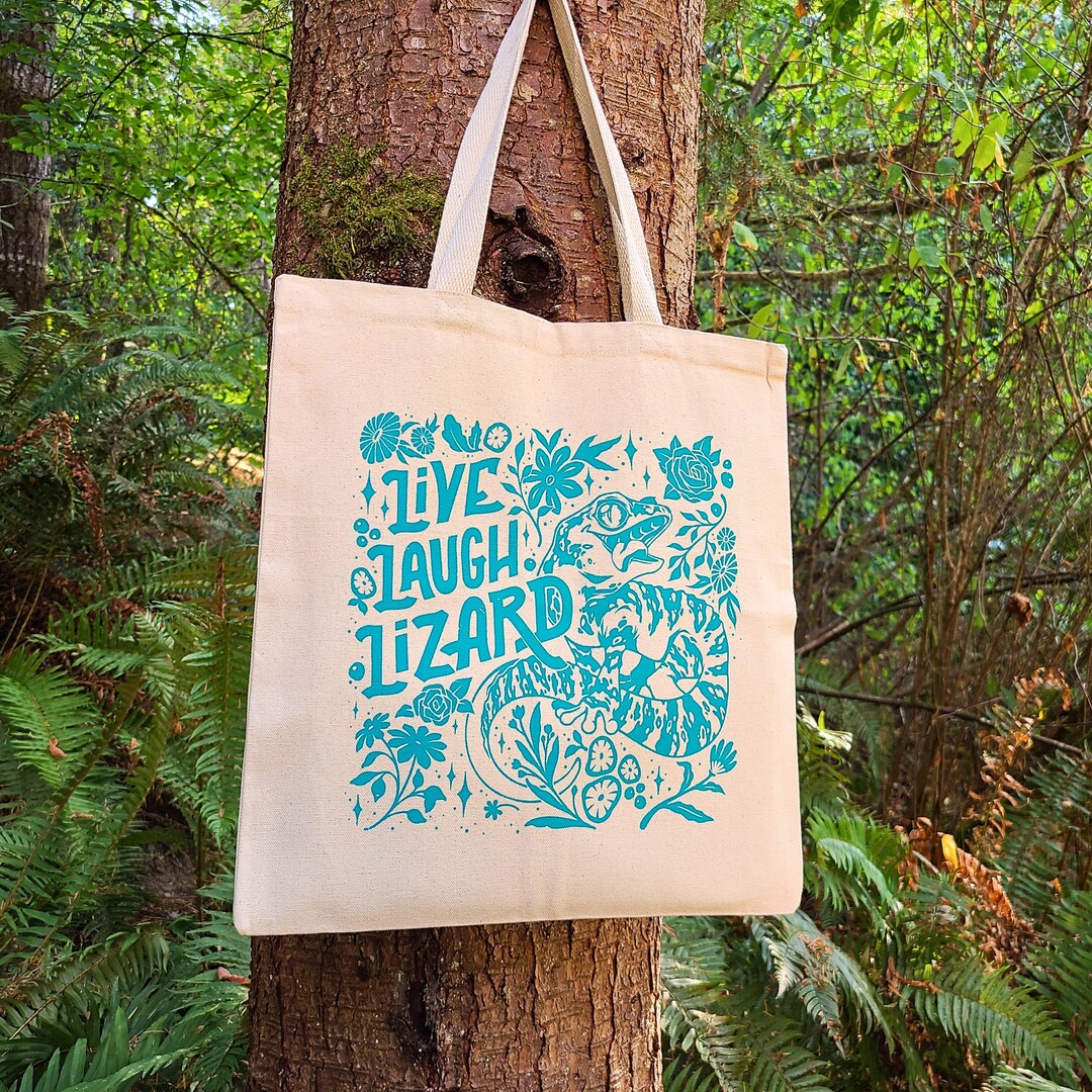 Live Laugh Lizard Tote: Funny Reptile Canvas Bag – Gift for Lizard ...