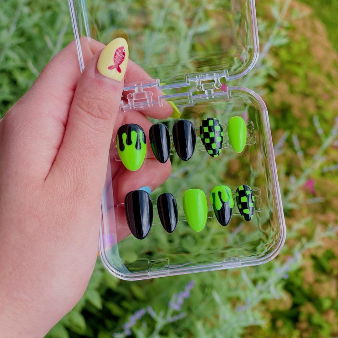 Toxic Theme Press on Nails – Radioactive Green – Intense and ...