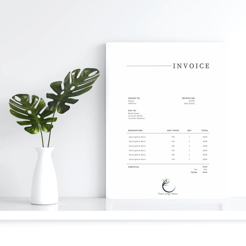 Printable Invoice Template | Small Business Invoice | Editable PDF ...