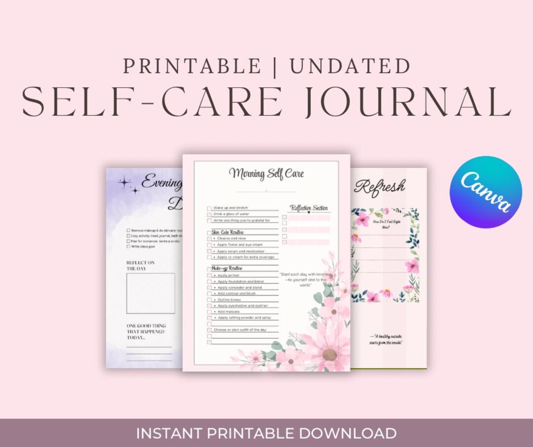 Self-care Planner and Coloring Pages | Printable Wellness Journal for ...