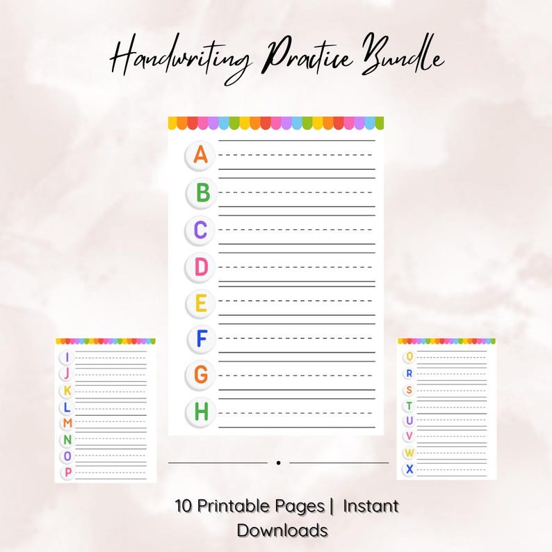 Handwriting Practice Worksheets Bundle – Uppercase, Lowercase Letters ...
