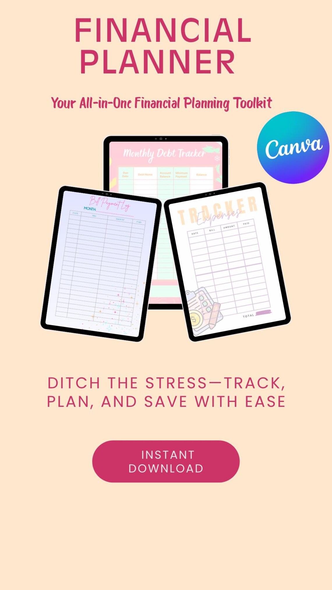 Monthly Budget Planner Printable | Financial Organizer PDF | Expense ...