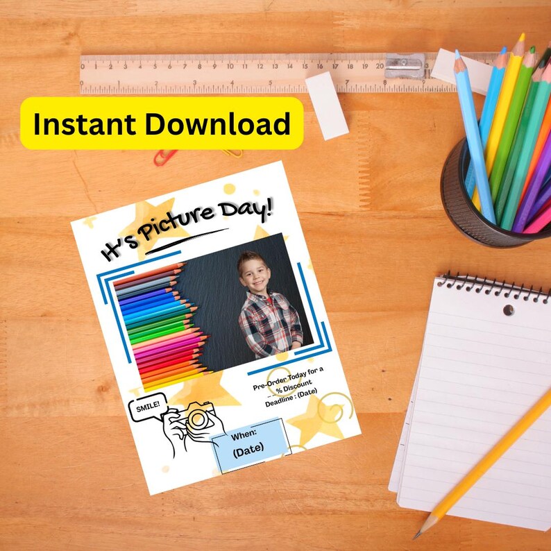 Picture Day School Flyer Template | Editable Printable Flyer for School ...