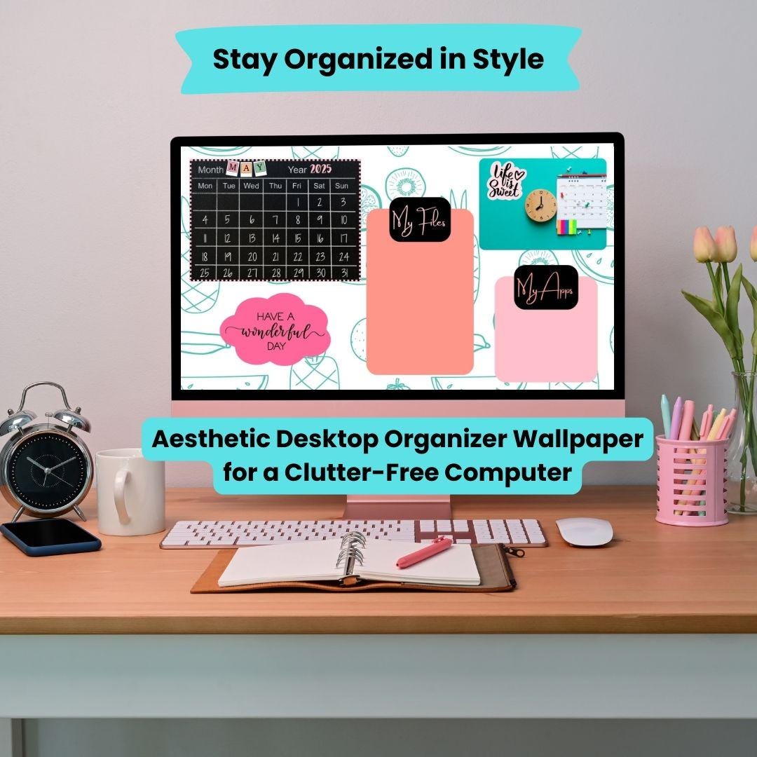 Pastel Desktop Organizer Wallpaper: Mac & Windows (digital Download) - Etsy